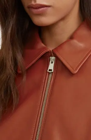REISS Lottie Sheepskin Leather Jacket