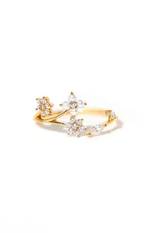 GIRLS CREW Wispy Adjustable Cubic Zirconia Ring - Gold