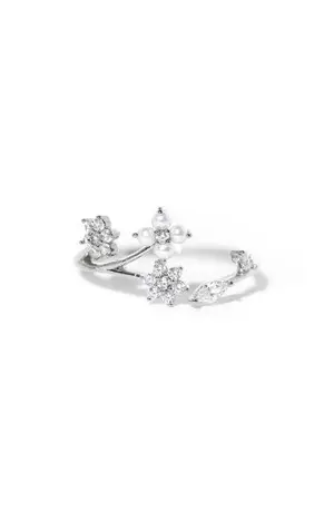 GIRLS CREW Wispy Adjustable Cubic Zirconia Ring - Silver