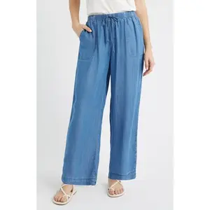 BEACHLUNCHLOUNGE Inaya Chambray Ankle Pants - Blue Wash