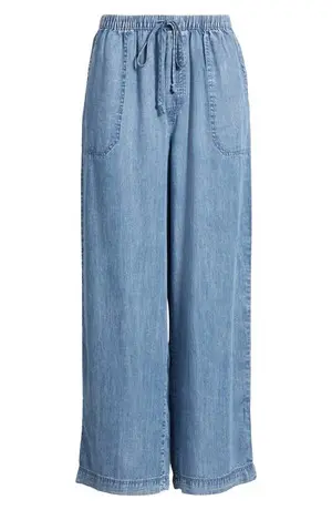 BEACHLUNCHLOUNGE Asthin Chambray Drawstring Pants - Medium Wash