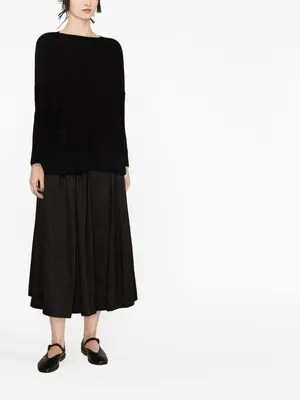 DANIELA GREGIS Cotton Boat-neck Sweater - Black