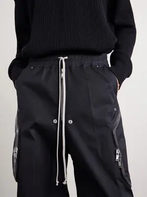 Rick Owens Heizer Belas Wide-leg Cotton-blend Cargo Trousers - Black
