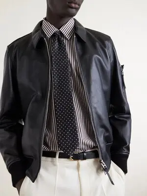 TOM FORD Slim-fit Striped Cotton-poplin Shirt - Brown