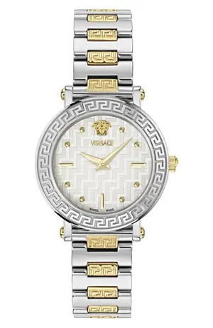Versace Greca Sphere Petite Bracelet Watch - White/two Tone