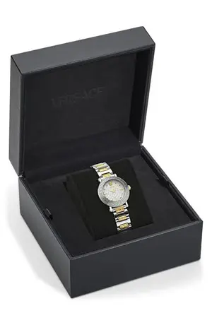 Versace Greca Sphere Petite Bracelet Watch - White/two Tone