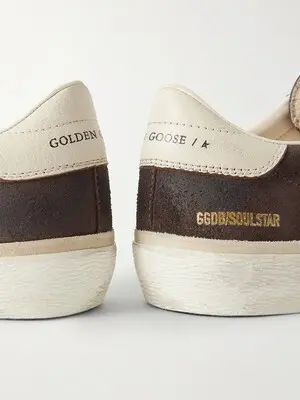 GOLDEN GOOSE Soul Star Leather-trimmed Suede Sneakers - Brown