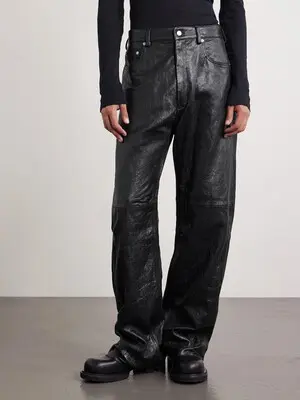 Rick Owens Geth Wide-leg Full-grain Leather Trousers - Black