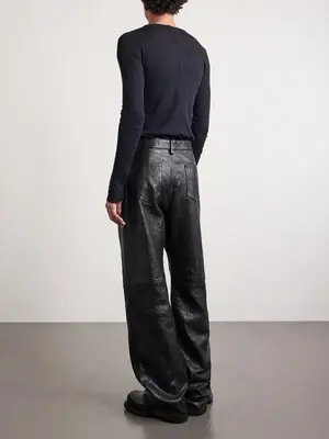 Rick Owens Geth Wide-leg Full-grain Leather Trousers - Black