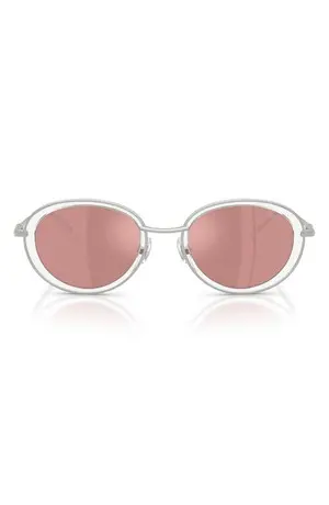 DIESEL® Mirrored Oval Sunglasses - Matte Silver/pink Mirror