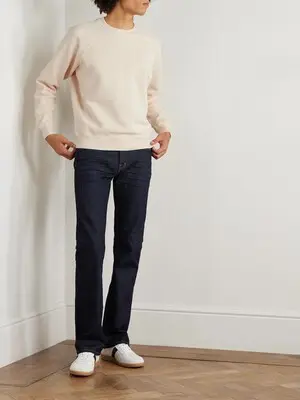 TOM FORD Logo Appliquéd Cotton-jersey Sweatshirt - Neutrals