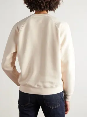 TOM FORD Logo Appliquéd Cotton-jersey Sweatshirt - Neutrals