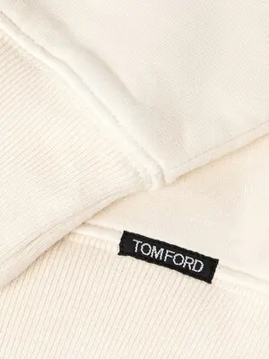 TOM FORD Logo Appliquéd Cotton-jersey Sweatshirt - Neutrals