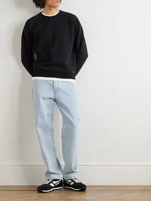 TOM FORD Logo-appliquéd Garment-dyed Cotton-jersey Sweatshirt - Black