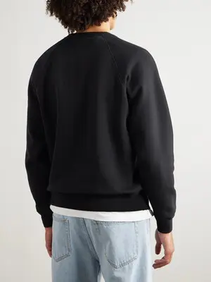 TOM FORD Logo-appliquéd Garment-dyed Cotton-jersey Sweatshirt - Black