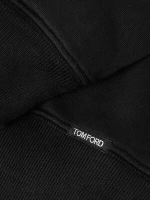 TOM FORD Logo-appliquéd Garment-dyed Cotton-jersey Sweatshirt - Black