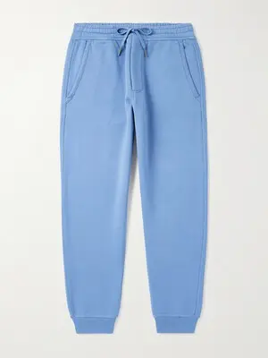 TOM FORD Tapered Cotton-jersey Sweatpants - Blue