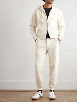 TOM FORD Tapered Cotton-jersey Sweatpants - Neutrals