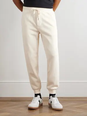 TOM FORD Tapered Cotton-jersey Sweatpants - Neutrals
