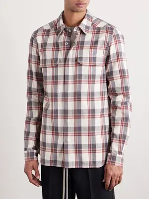 Rick Owens Checked Cotton-flannel Shirt - Red