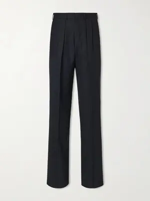 TOM FORD Straight-leg Striped Wool Trousers - Black