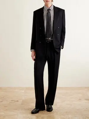 TOM FORD Straight-leg Striped Wool Trousers - Black