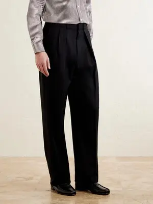 TOM FORD Straight-leg Striped Wool Trousers - Black