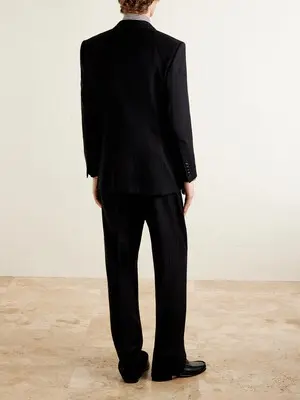 TOM FORD Straight-leg Striped Wool Trousers - Black
