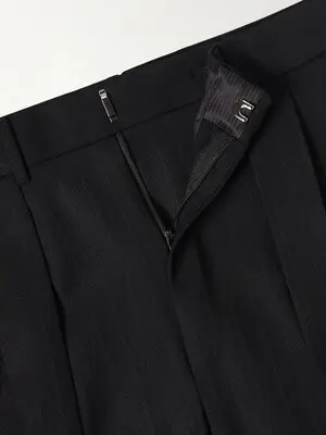 TOM FORD Straight-leg Striped Wool Trousers - Black