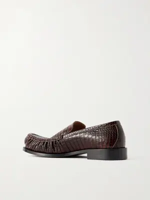 Dries Van Noten Croc-effect Leather Loafers - Brown
