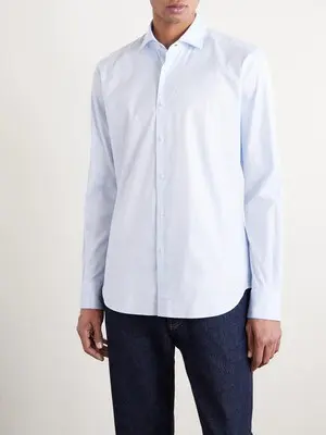SLOWEAR Slim-fit Cutaway-collar Cotton Oxford Shirt