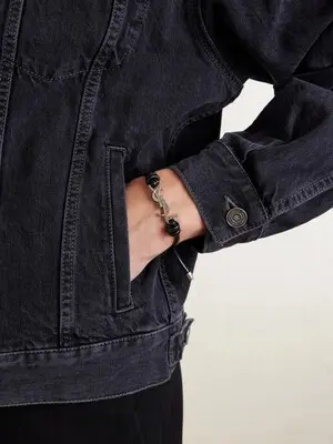 Saint Laurent Cassandre Leather Bracelet - Black