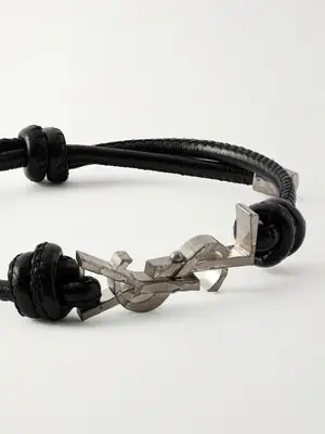 Saint Laurent Cassandre Leather Bracelet - Black