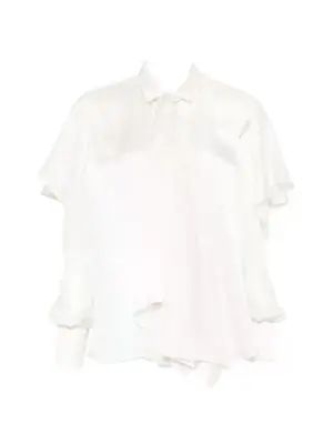 Sacai Pussy-bow Collar Shirt - Neutrals