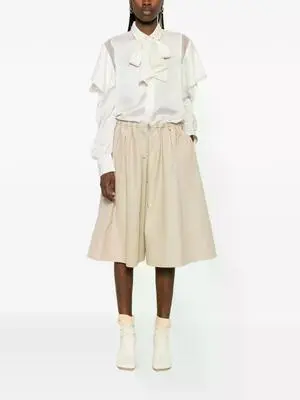 Sacai Pussy-bow Collar Shirt - Neutrals