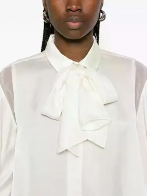 Sacai Pussy-bow Collar Shirt - Neutrals