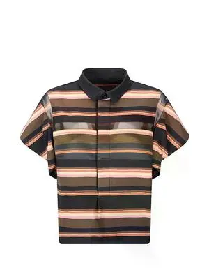 Sacai Horizontal Stripe Polo Shirt - Black