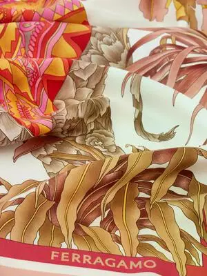 FERRAGAMO India-print Silk Scarf - Neutrals