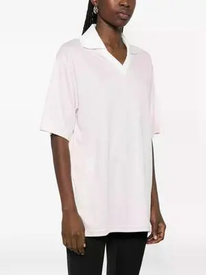 COURREGES Logo-embroidered V-neck T-shirt - Pink
