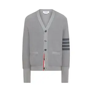 Thom Browne Cardigan With 4-bar Stripe - Grey