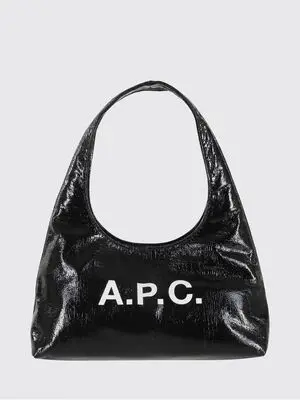 A.p.c. Patent Leather Shoulder Bag - Black