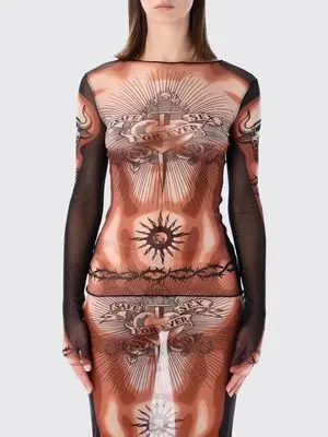 JEAN PAUL GAULTIER Jean Paul Gaultier Re-Edition "Safe Sex" Tattoo Tulle Top Multicolor