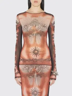 JEAN PAUL GAULTIER Printed Tulle Long Sleeve Top - Multicolor