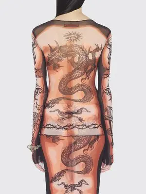 JEAN PAUL GAULTIER Printed Tulle Long Sleeve Top