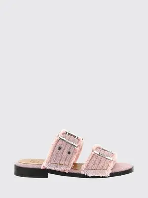 GANNI Organic Cotton Mules With Fringed Edges - Pink