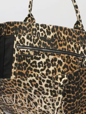 GANNI Recycled Cotton Animal Print Tote Bag