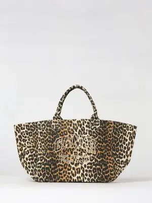 GANNI Recycled Cotton Animal Print Tote Bag - Brown