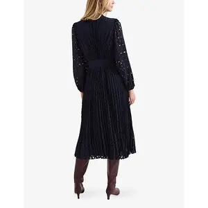 PHASE EIGHT Marina Cut-out Pleated Woven Midi Dress