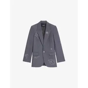 Zadig&Voltaire Rhinestone-embellished Stretch-woven Blazer - Anthracite