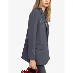 Zadig&Voltaire Rhinestone-embellished Stretch-woven Blazer - Anthracite